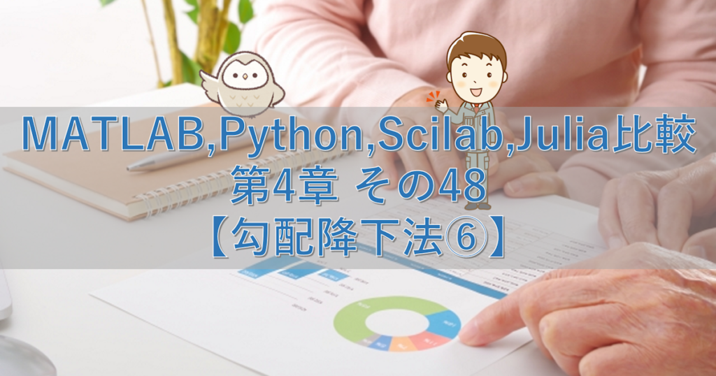 Matlabpythonscilabjulia比較 第4章 その48【勾配降下法⑥】 シミュレーションの世界に引きこもる部屋